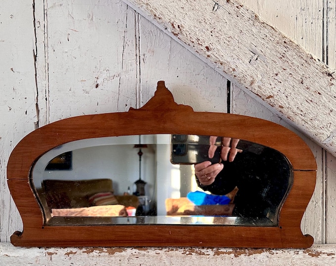Antique Mirror Wood Arched Frame Beveled Mirror Primitive Farmhouse ...