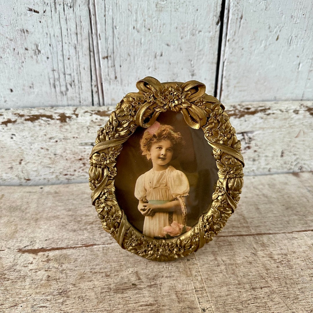 Oval Frame Gold Ornate Small Size Frame Table Top Standing Frame 4.5 X ...