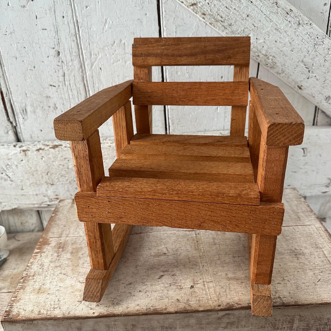 Vintage Doll Chair Wood Small Size Rocking Chair for Teddy Bear or Doll ...