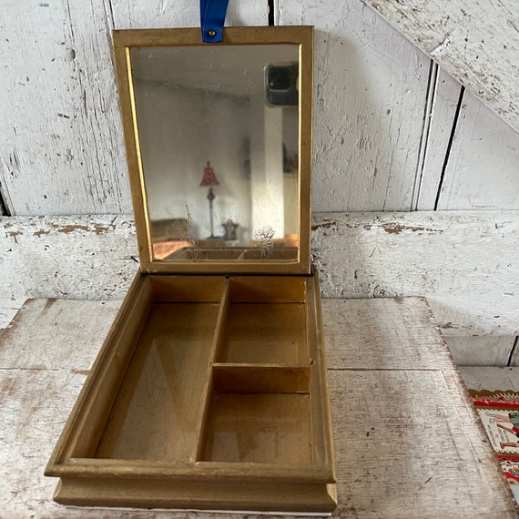 Antique Wood Gold Box Victorian Jewelry box with glas… - Gem