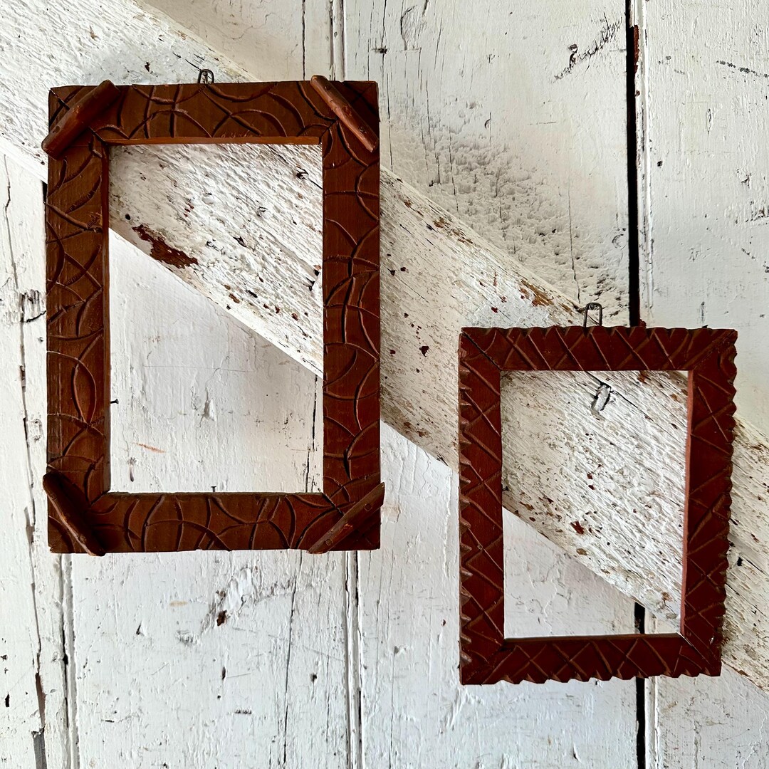 Tramp Art Wood Frames Hand Made Vintage Frames Pair of Two - Etsy