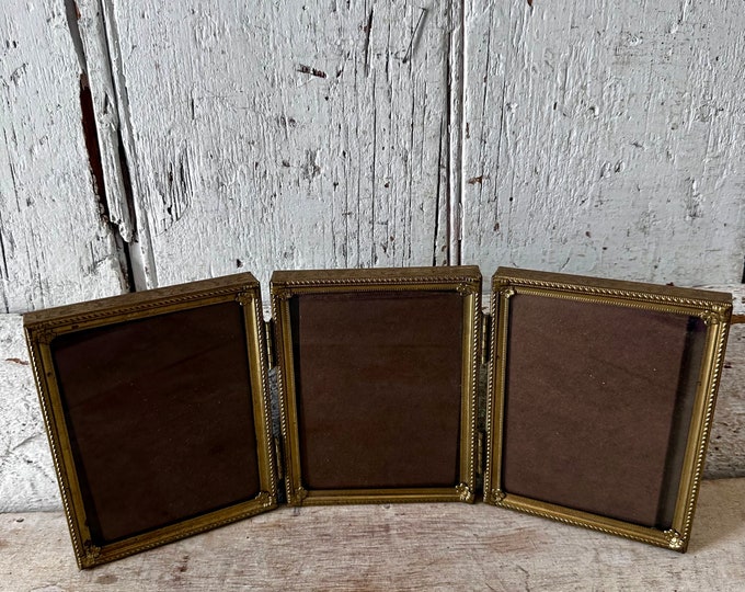 Gold Metal Frames Trifold Small Size Picture Frames Vintage Frames 3 X ...