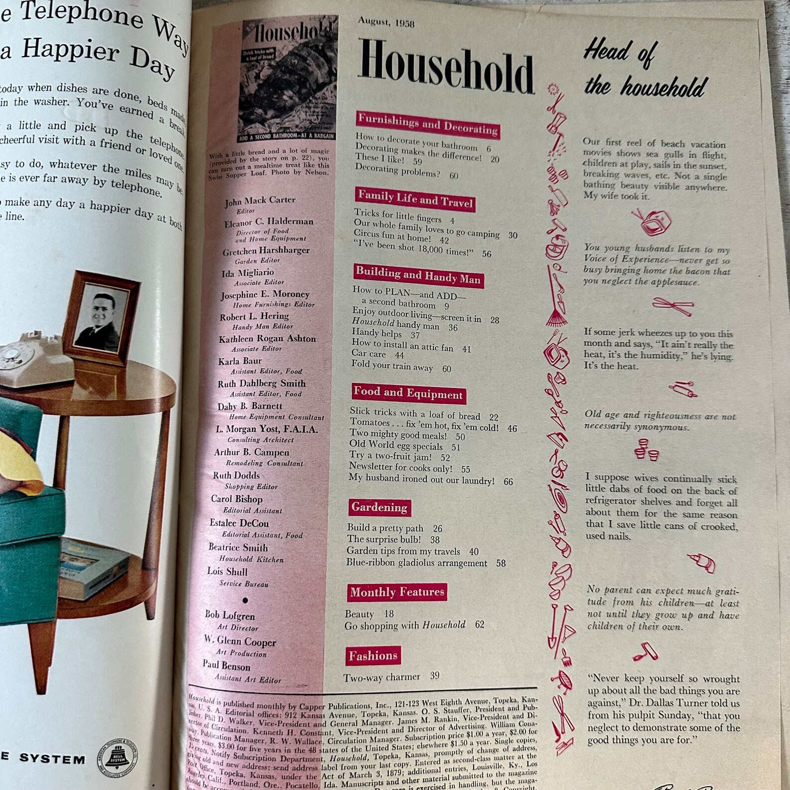 Vintage Household Magazine August 1958 Edition - Etsy