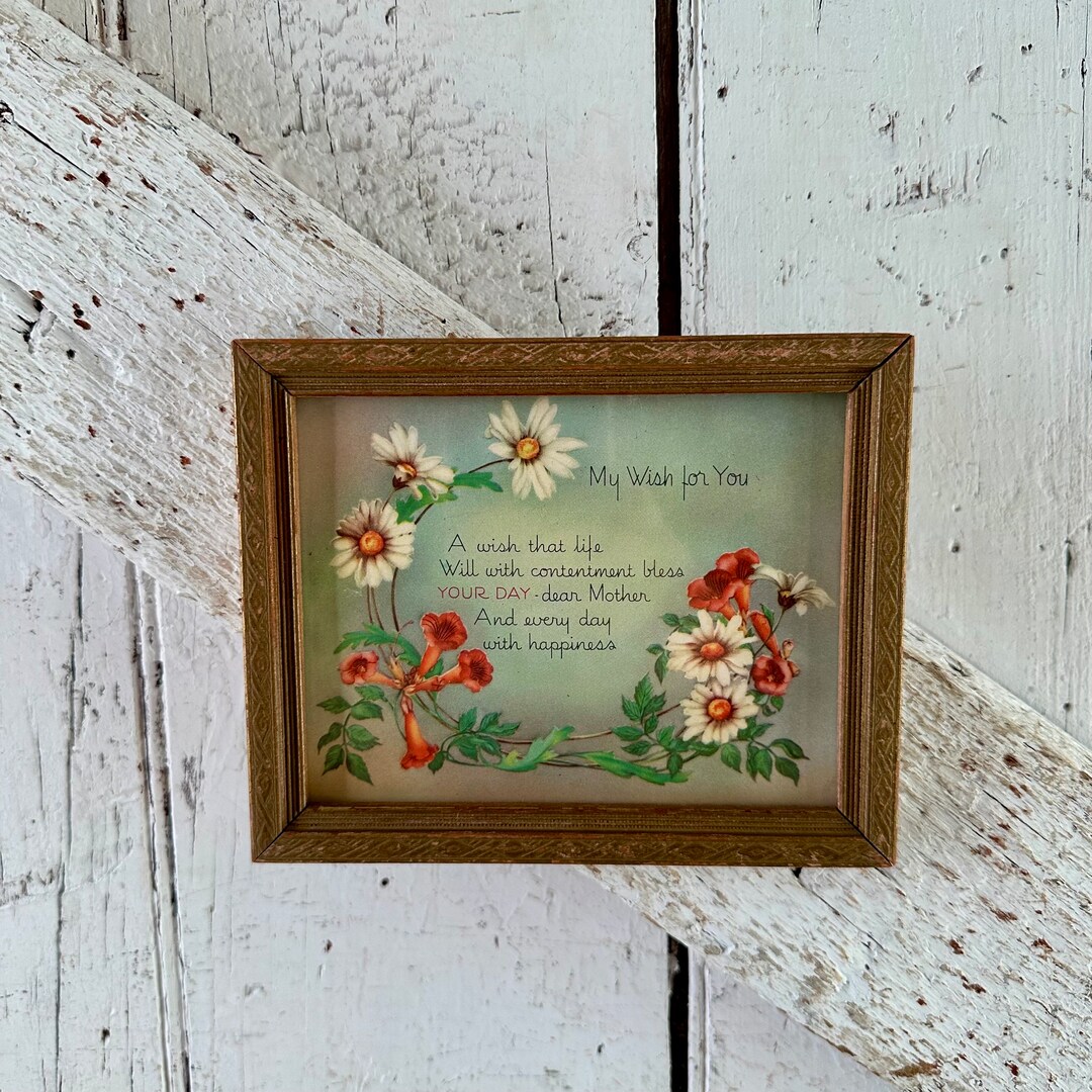 Antique Framed Mother Poem in Small Gold Frame Mothers Day Gift 4x5 ...
