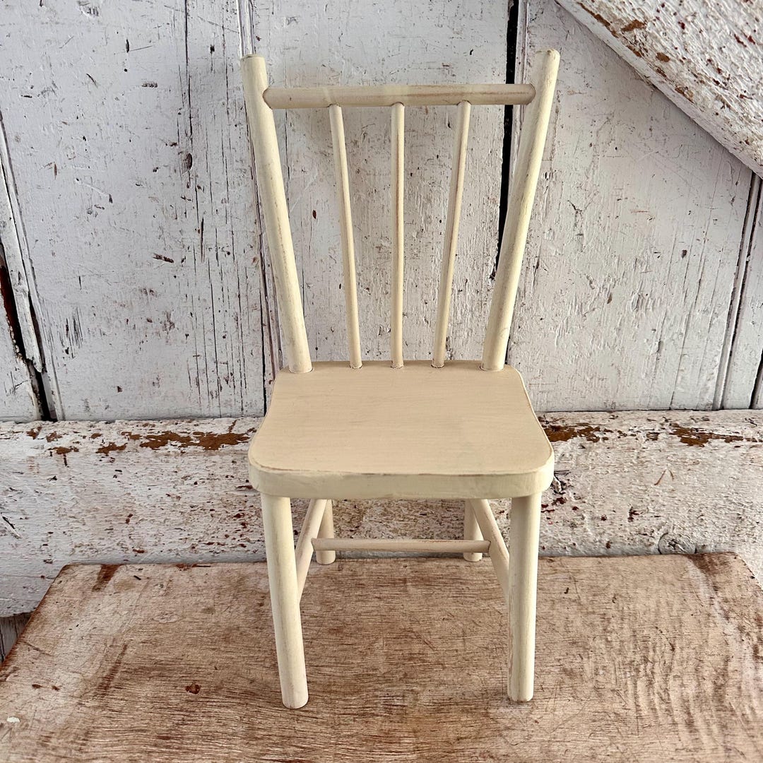 Vintage Doll Chair Wood Small Size White Chair for Teddy Bear or Doll ...