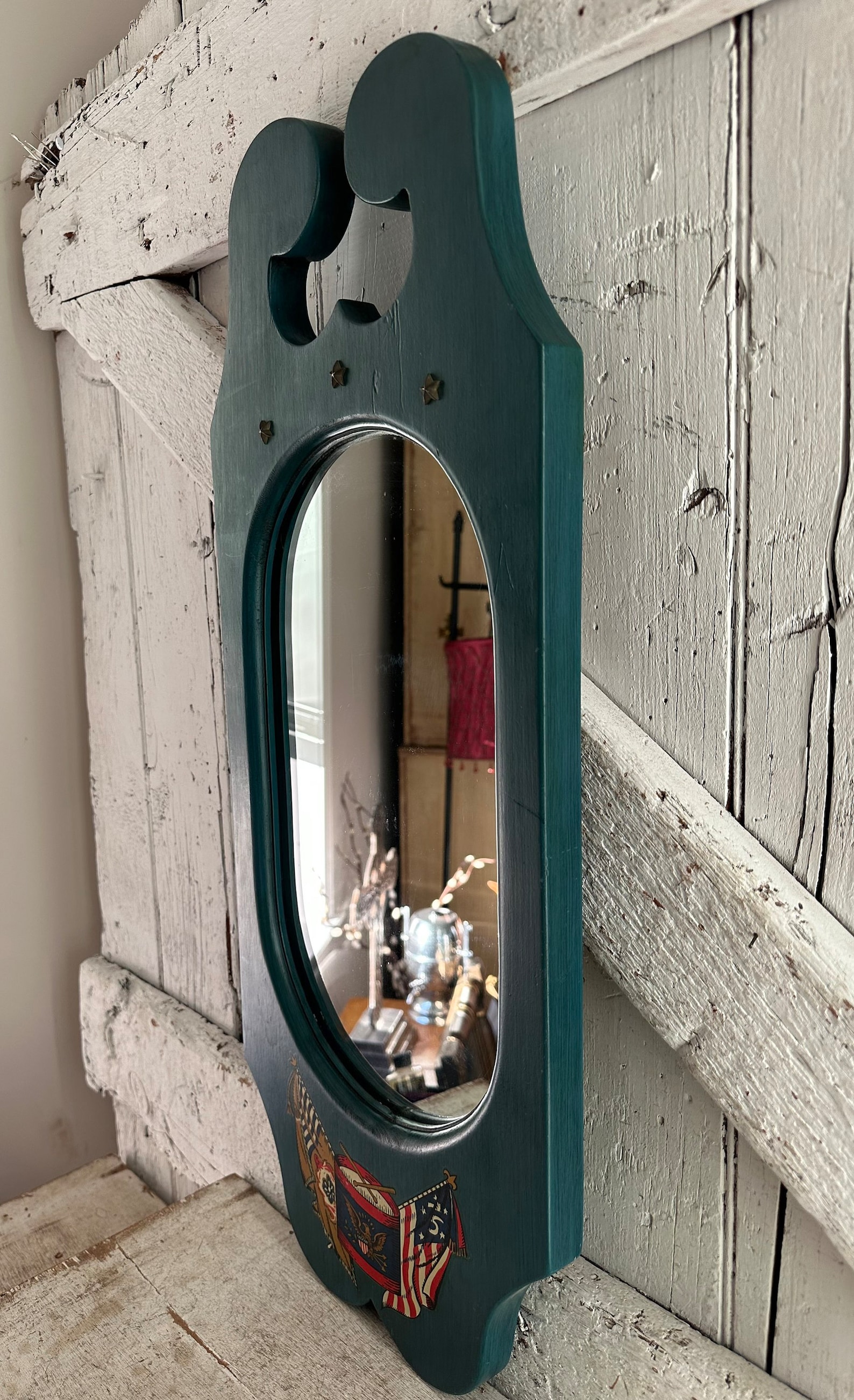 Mirror Colonial Style With Eagle Decal Blue Mirror Wood - Etsy