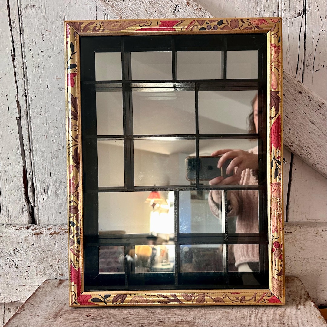 Wood Cabinet With Cubbies and Glass Door Curio Shelf to Display Knic ...