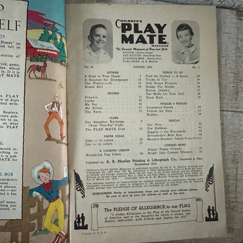 Childs Magazine 1950s Play Mate Vintage Favorite Boys Girls Magazine - Etsy