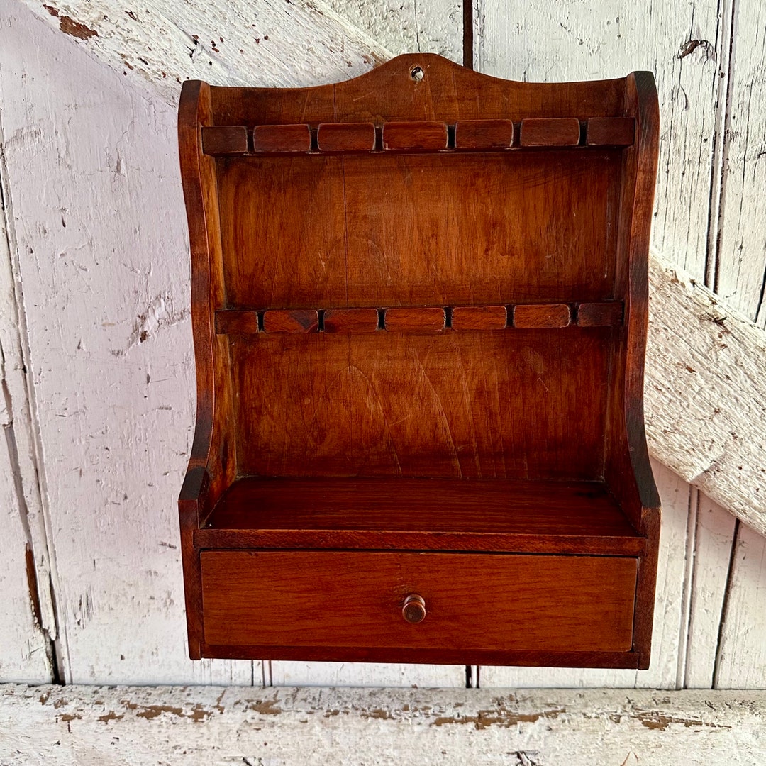 Wooden Spoon Display With Drawer Wall Mount Vintage Holds 12 Spoons - Etsy