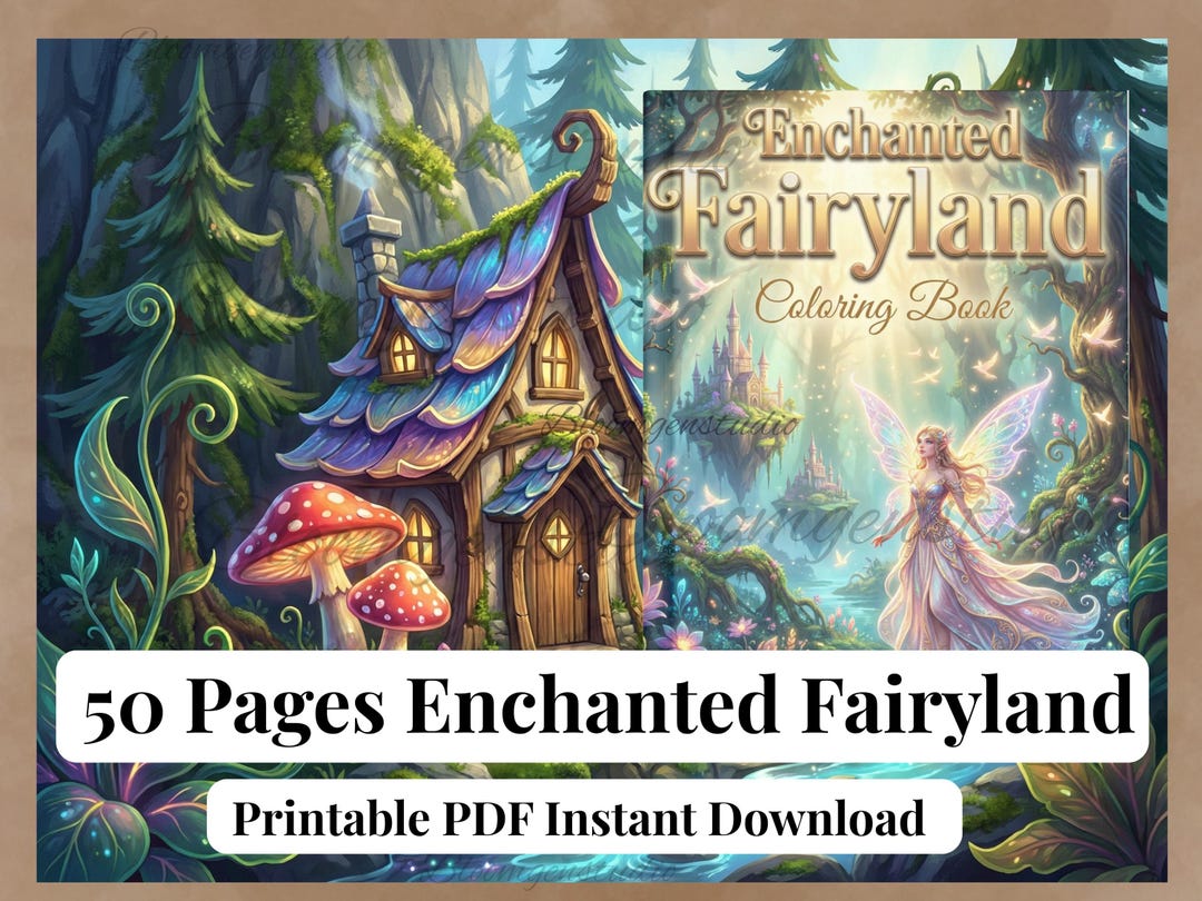50 Printable Enchanted Fairyland Coloring Pages for Adults , Fantasy ...