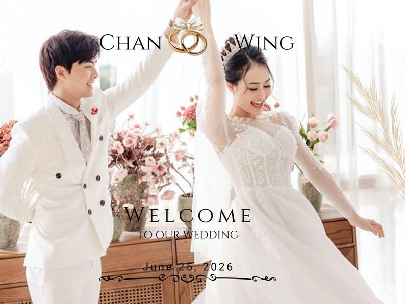 Wedding Welcome Sign Template With Photo, Editable Canva Printable ...