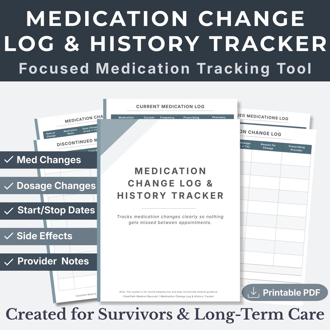 Medication Change Log Printable | Track Prescription Changes, Dosage ...