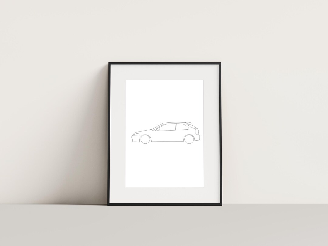 Classic JDM Hatchback Line Art Poster | Minimal Japanese Car Wall Art ...
