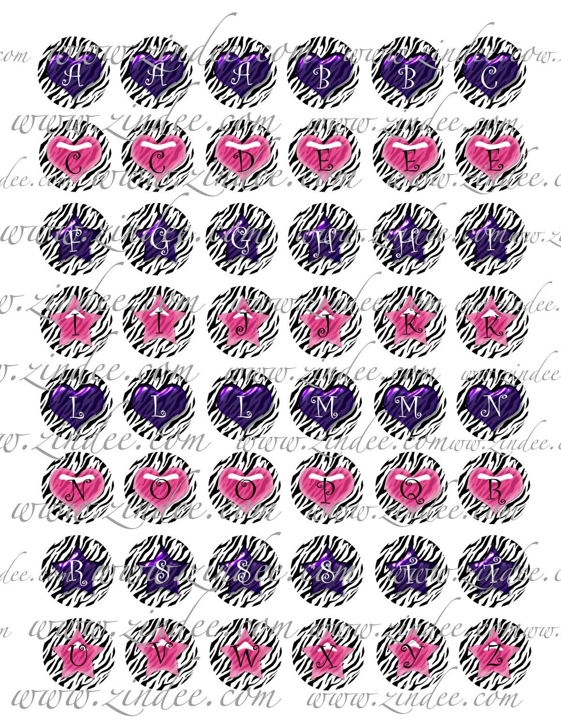Pink Purple Zebra Print Alphabet (no.1014)-- High Quality, Printable ...
