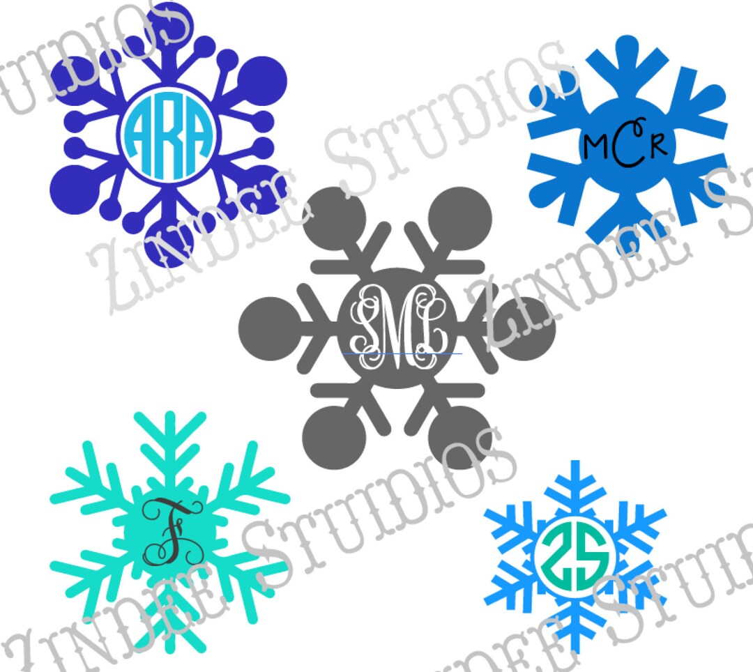 Snowflakes With Space for Monogram Cut File, Vinyl File, Silhouette ...