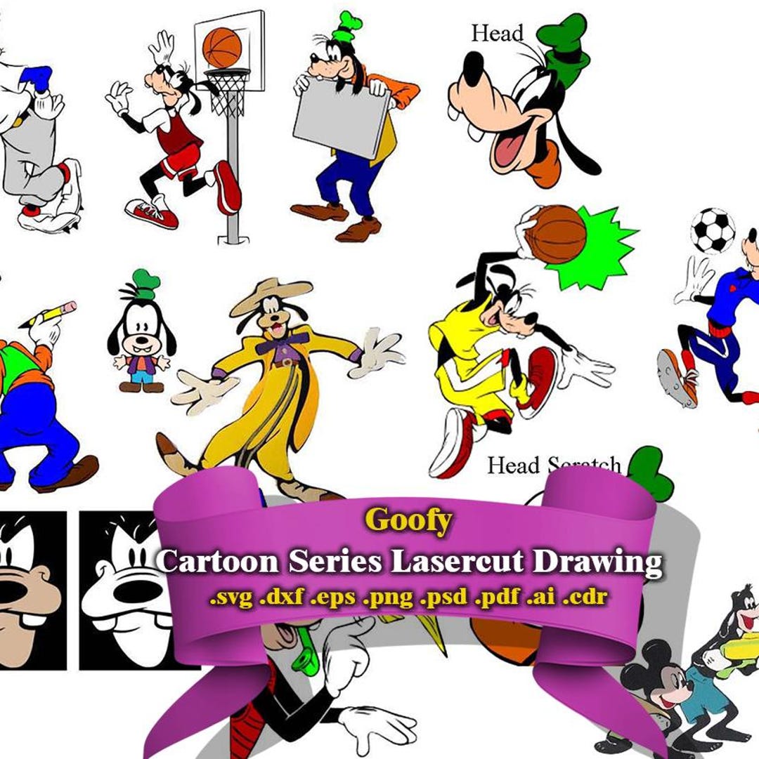 Goofy Cartoon Vector Bundle Multi Sport Poses for Laser Cut CNC - Etsy UK