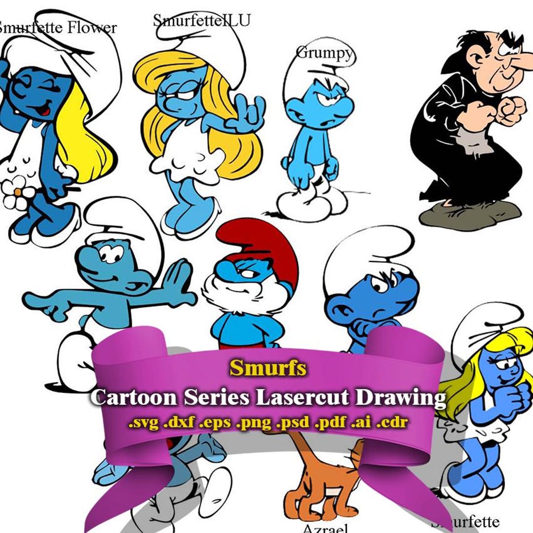 Smurfs SVG Bundle Papa Smurf Smurfette Gargamel Azrael Laser Cut ...