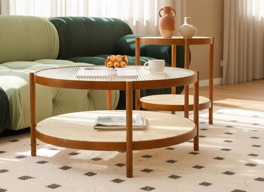 Modern Farmhouse Nesting Coffee Table Set, Round Wood Accent Tables - Etsy