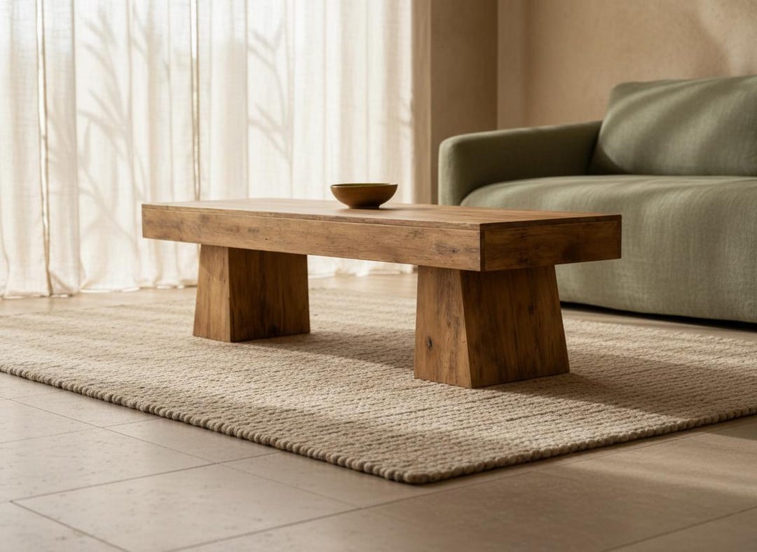 Wabi-sabi Low Coffee Table, Japanese Zen Minimalist Living Room Decor ...