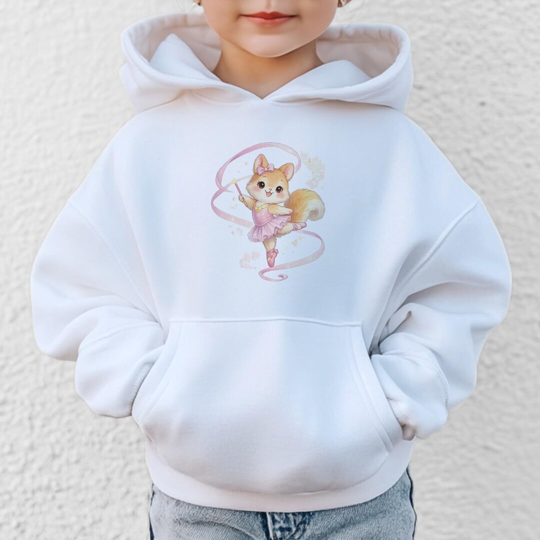 Kids Fox Ballerina Hoodie, Whimsical Ballet Dress Illustration - Etsy