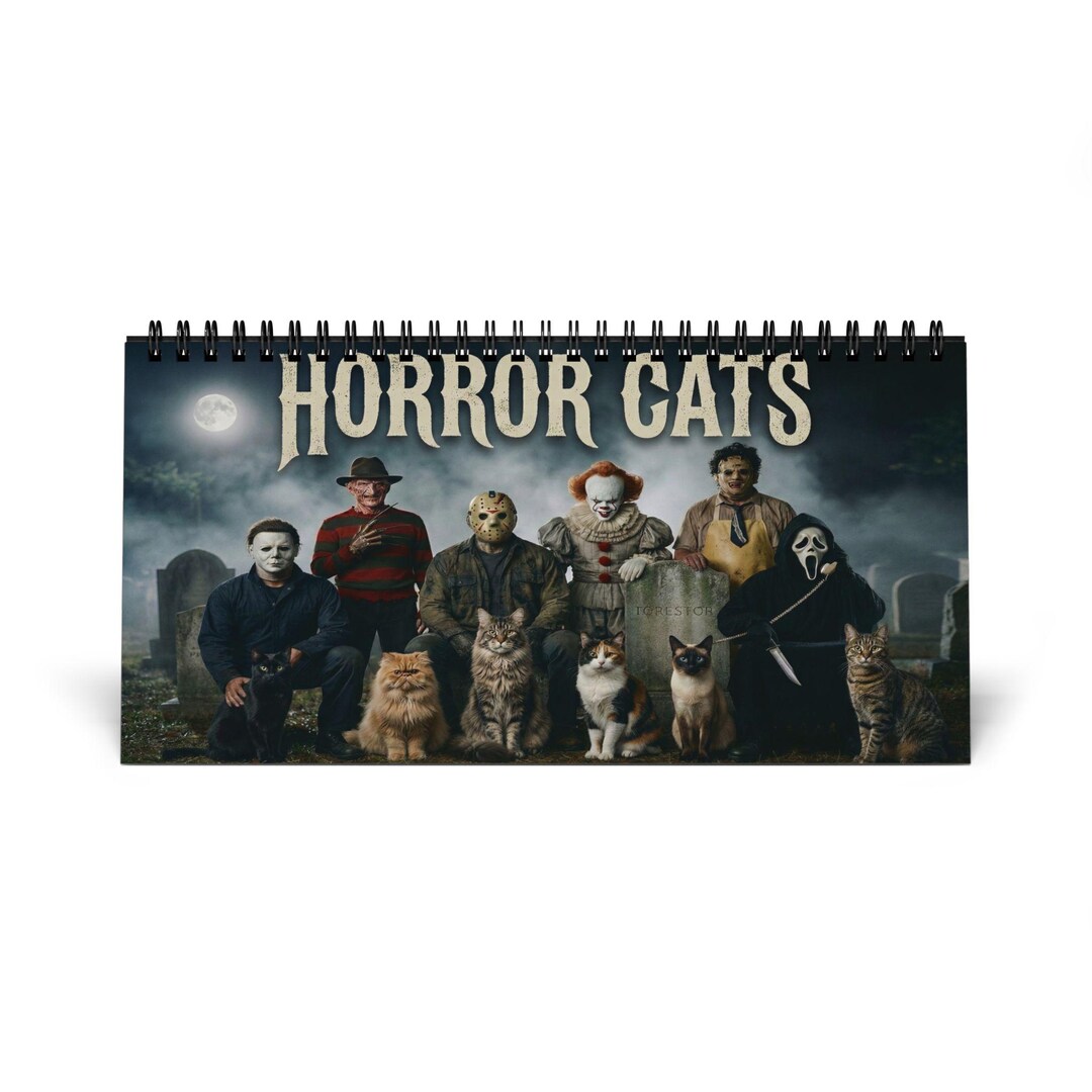 2026 Horror Cats Desk Calendar | Funny Slasher Villains With Kittens ...