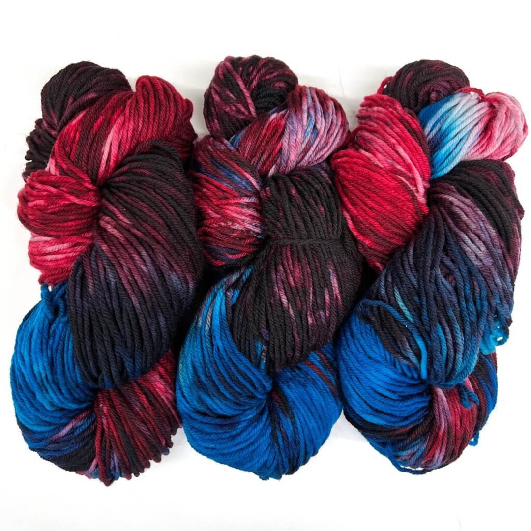 Hand Dyed Yarn, Red, Burgundy Blue, Deep Burgundy Shadows, 100% ...