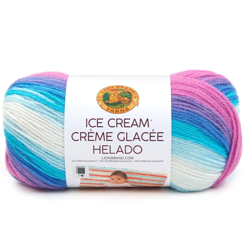 Lion Brand Ice Cream Yarn: Self Striping Pastel Acrylic Sport Weight - Etsy