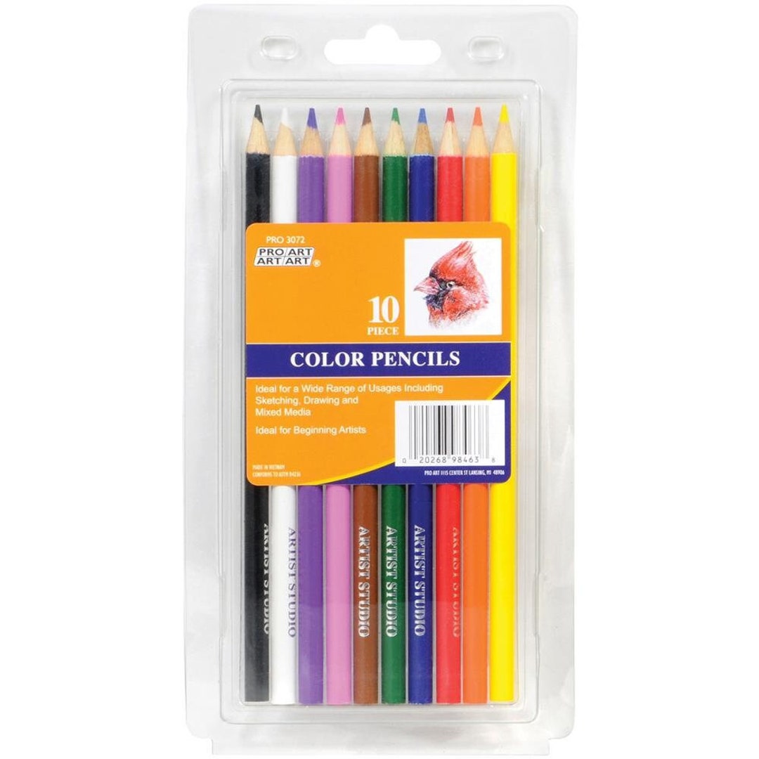 10 Colored Pencils Proart Artists Studio in Plastic Case, Colored ...