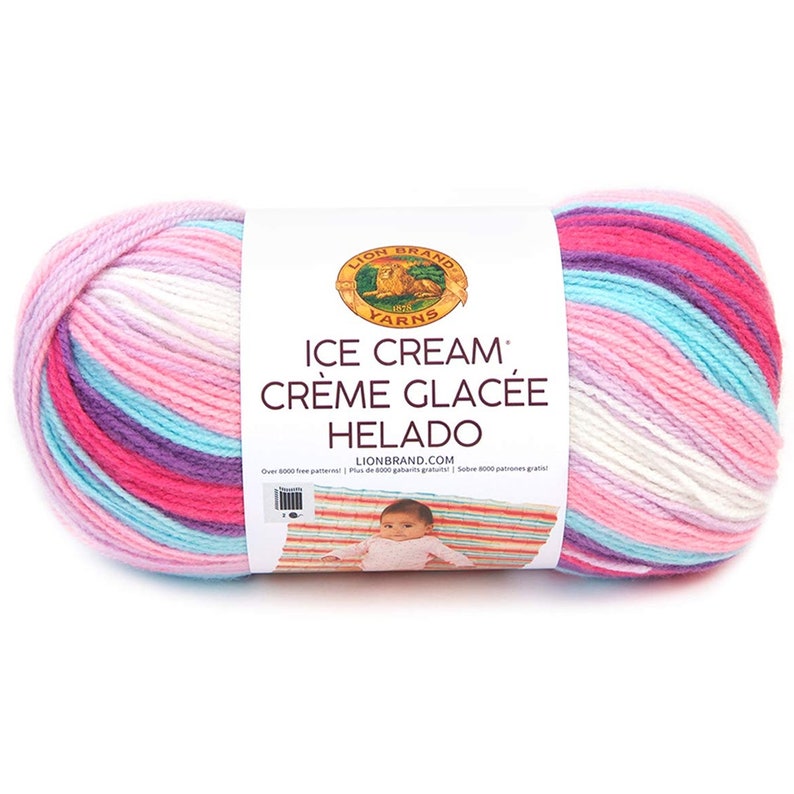 Lion Brand Ice Cream Yarn: Self Striping Pastel Acrylic Sport Weight - Etsy