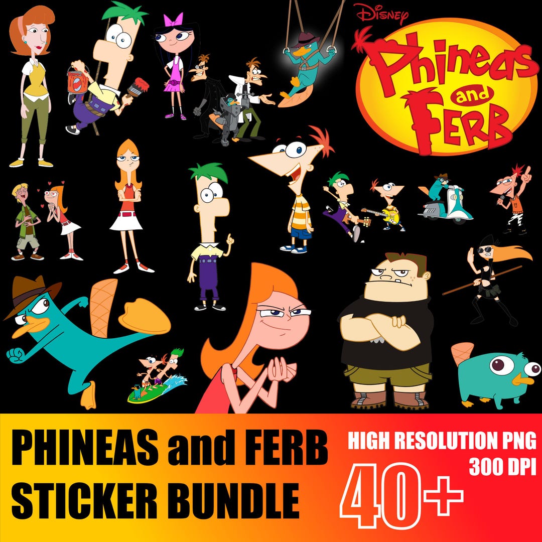 Phineas and Ferb Sticker Bundle | Cartoon PNG | Cricut Silhouette ...