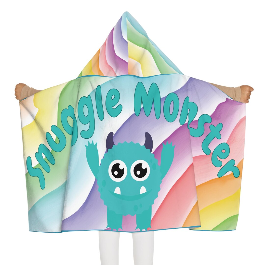 Snuggle Monster Youth Hooded Towel | Cute Monster Kid Towel- Rainbow ...