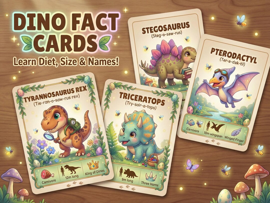 Dinosaur Flashcards Printable Montessori 3 Part Cards Educational Dino ...
