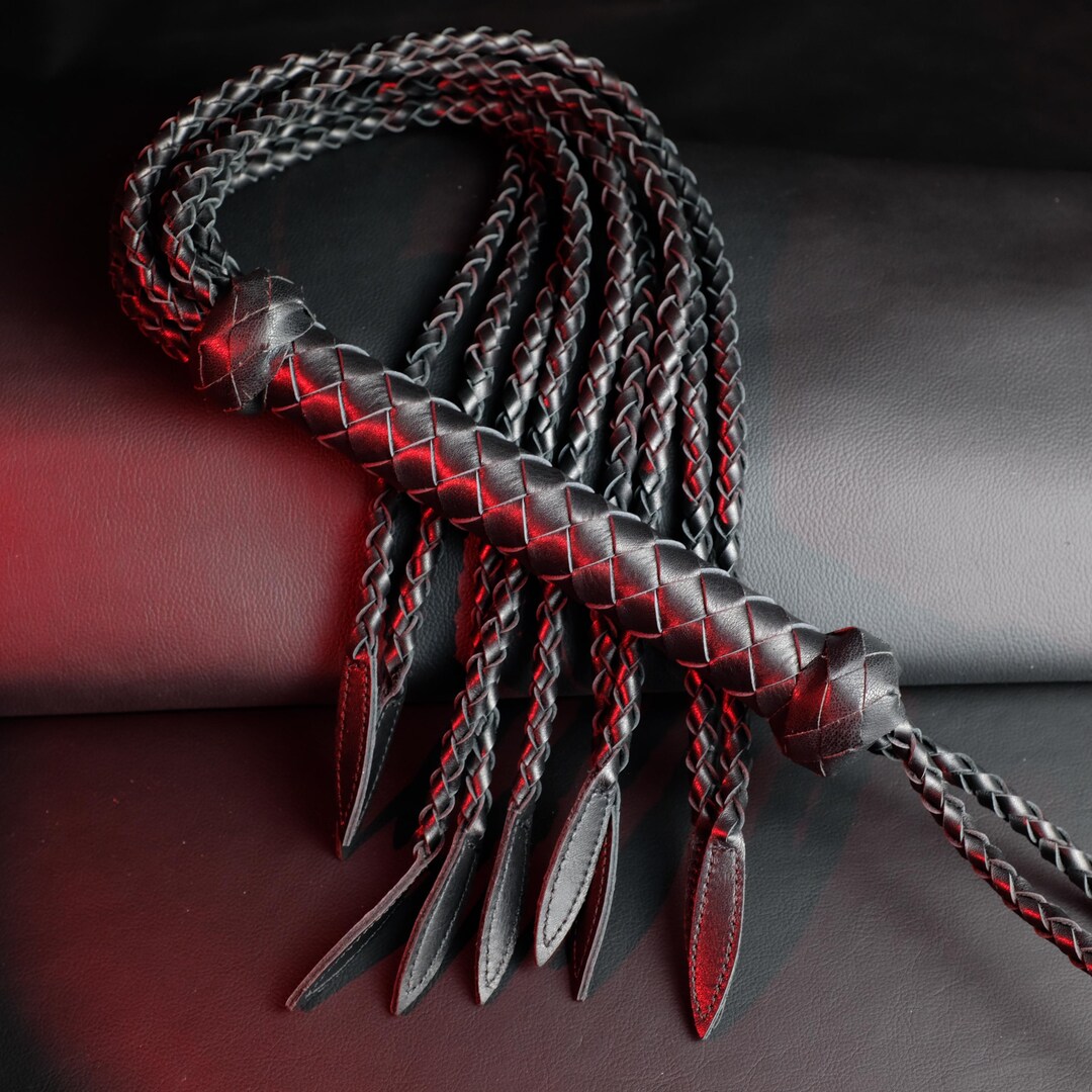 Genuine Cowhide Cat O' Nine Flogger, Handmade Black Braided Leather ...