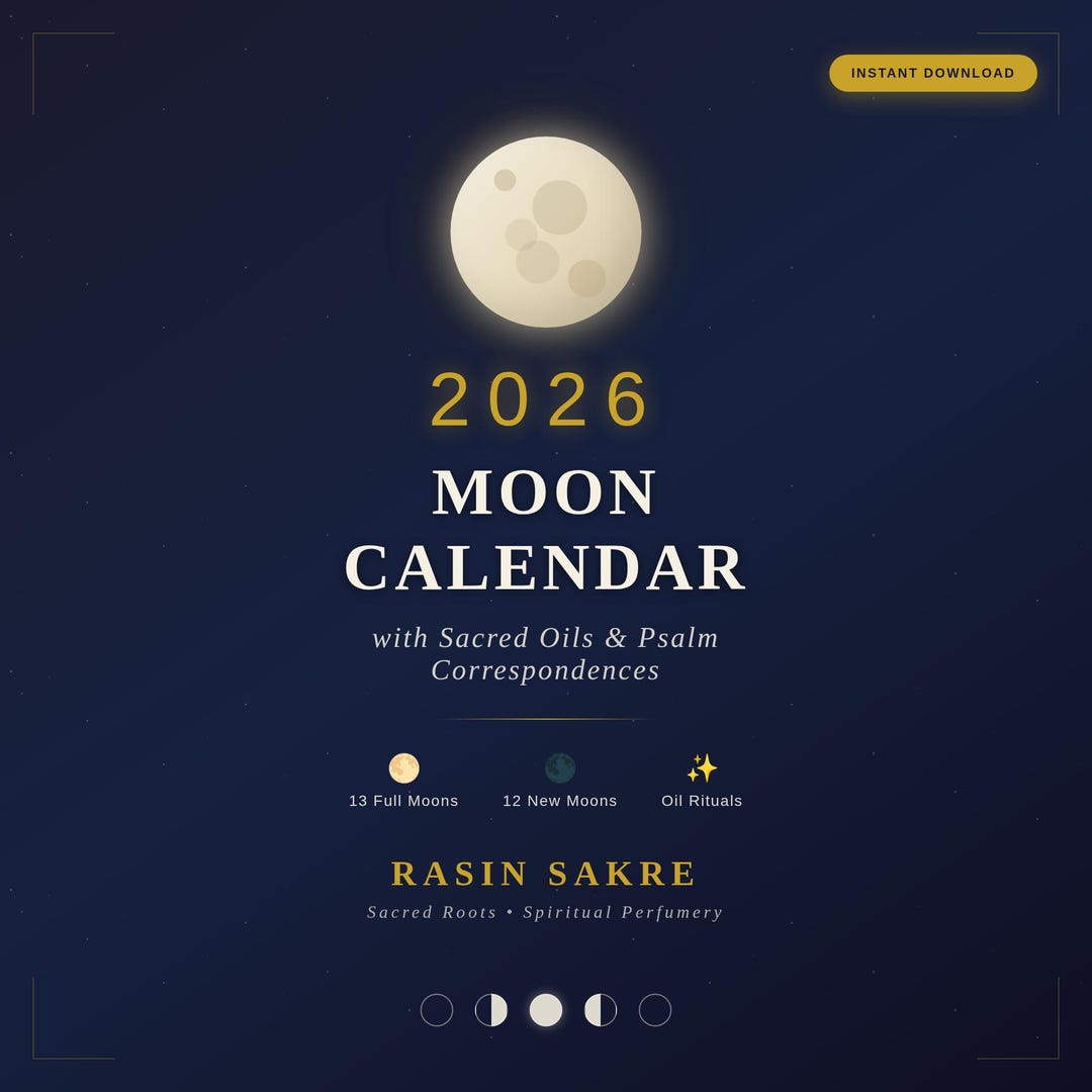 Moon Calendar 2026 With Essential Oil & Psalm Correspondences ...