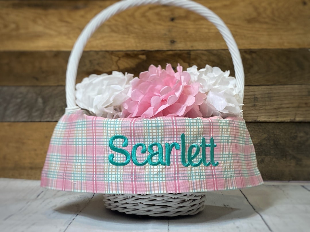 Easter Basket Personalized Liner, Easter Basket Liner With Embroidered ...