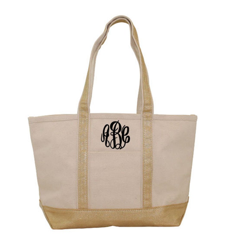 Gold or Silver Metallic Personalized Canvas Tote Bag - Monogrammed ...