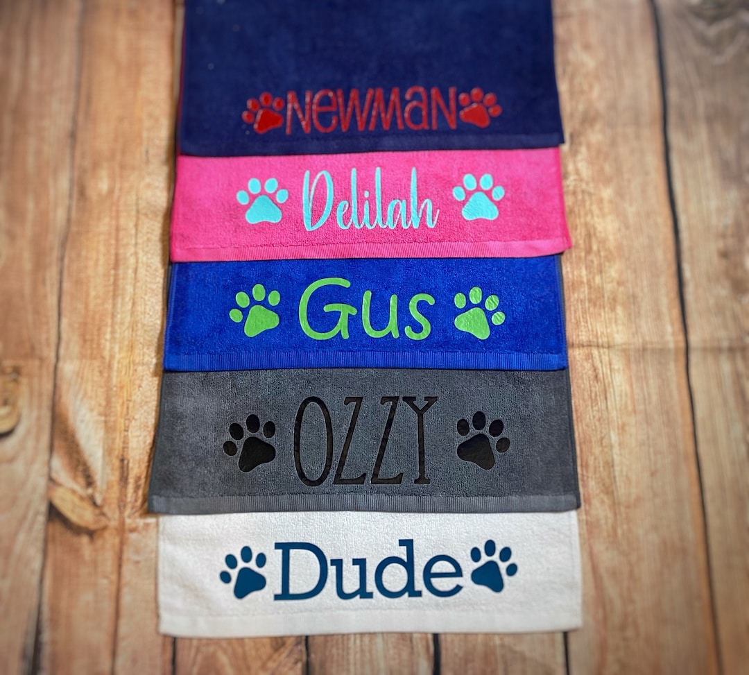 Personalized Doggy Drool Towel With Carabiner Clip - Travel Dog Towel ...