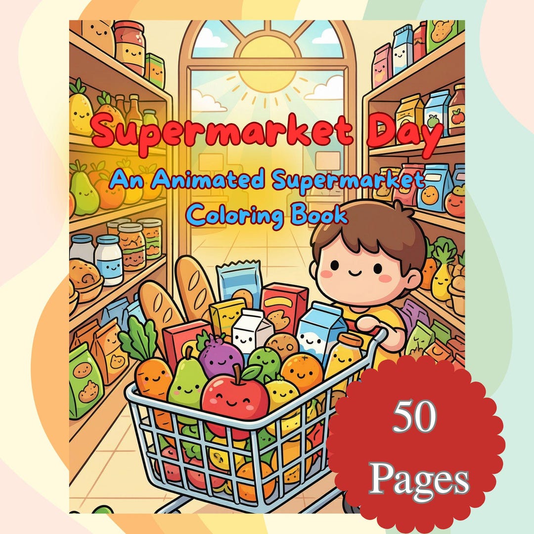 Ultimate Bold and Easy Coloring Book | Supermarket Theme | 50 Pages ...