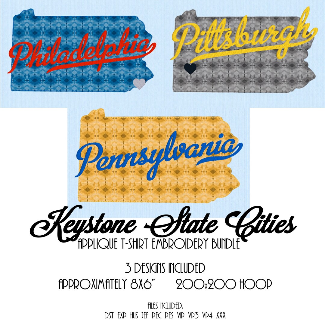 Keystone State Cities, PA Embroidery Bundle - Etsy
