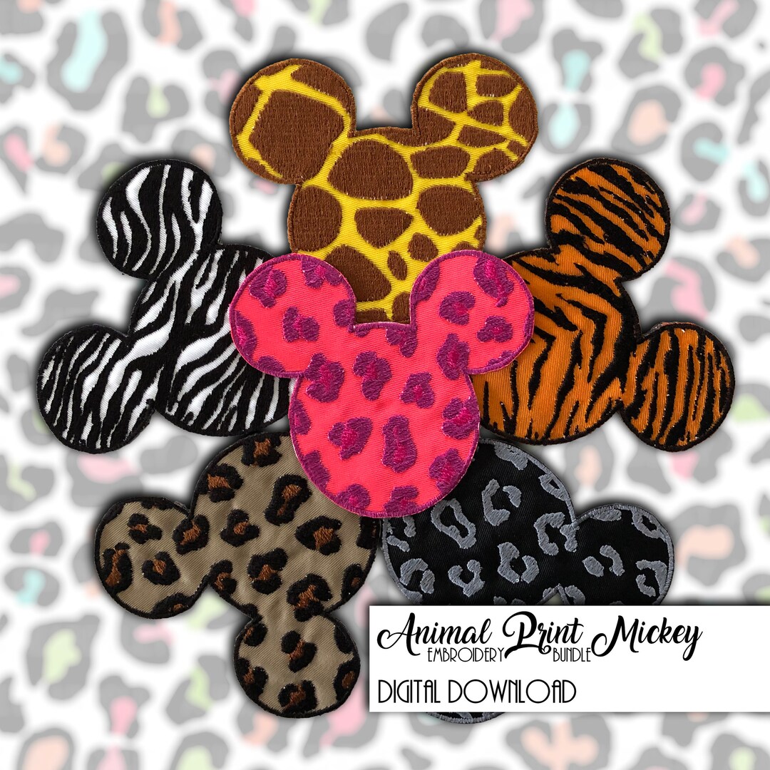 Animal Print Mouse Embroidery File Bundle - Etsy