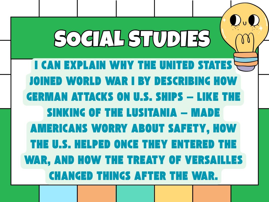 5th Grade World War I Social Studies- Learning Target - Etsy