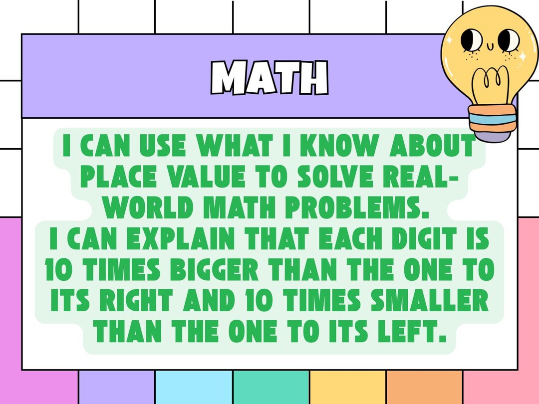 5th Grade Powers of 10- Learning Targets - Etsy