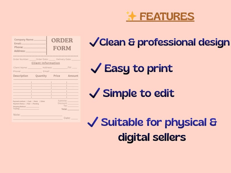 Printable Order Form Template | Editable Small Business Sales Sheet ...