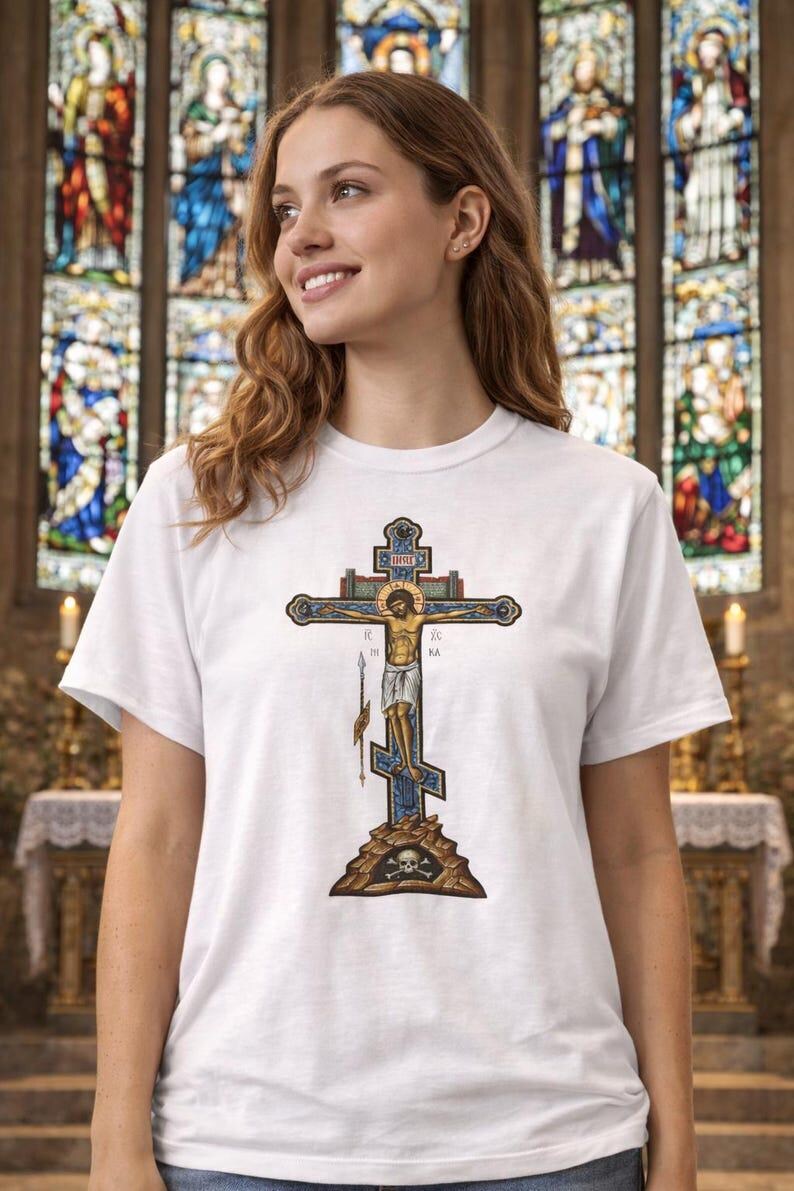 Orthodox Crucifix T-shirt Byzantine Catholic Cross 100% Cotton Shirt - Etsy