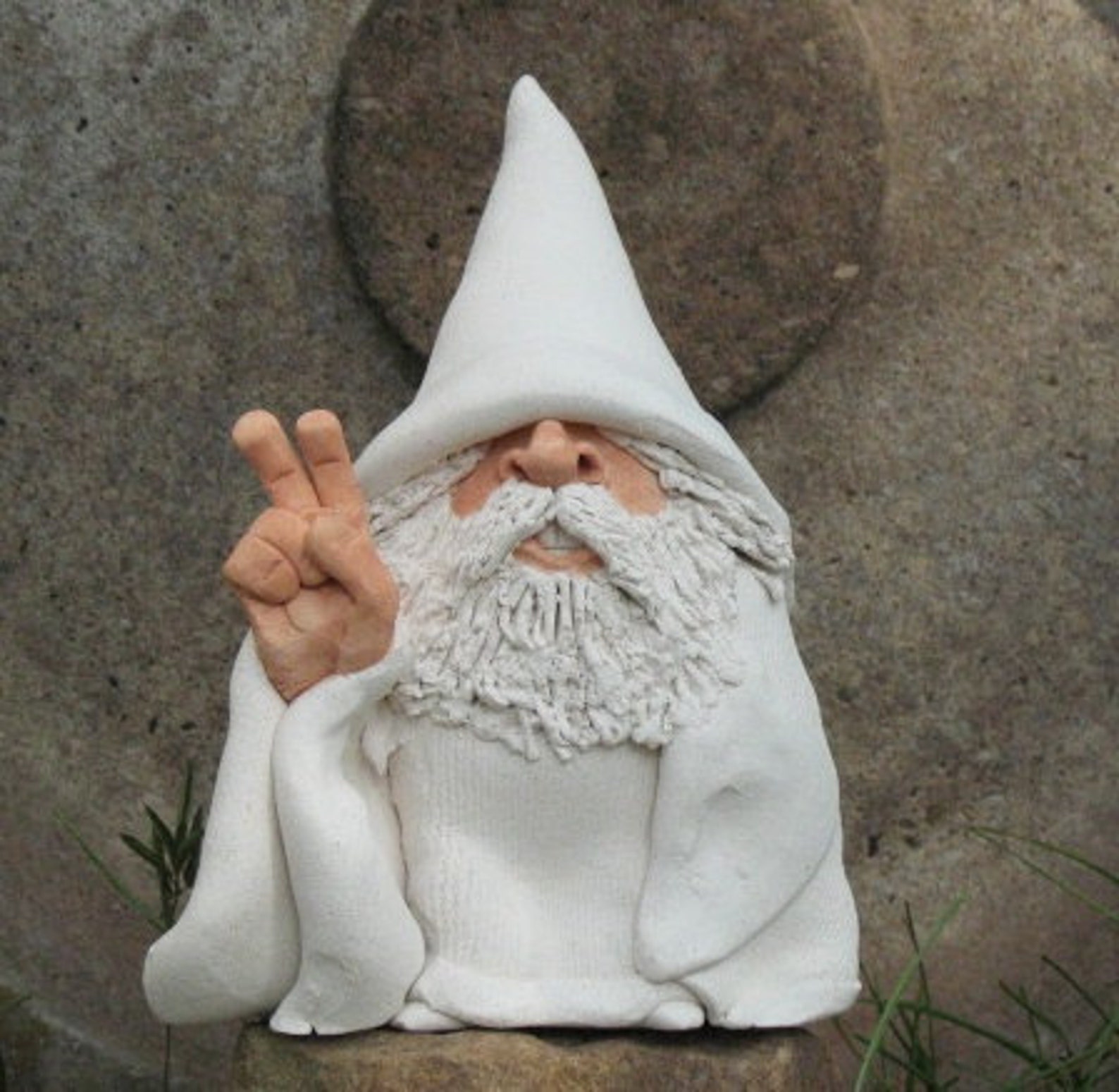 White Wizard Making Peace Sign - Etsy