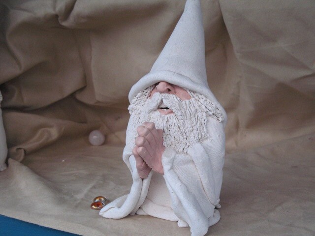 Praying White Wizard Clay Sculpture. | Etsy