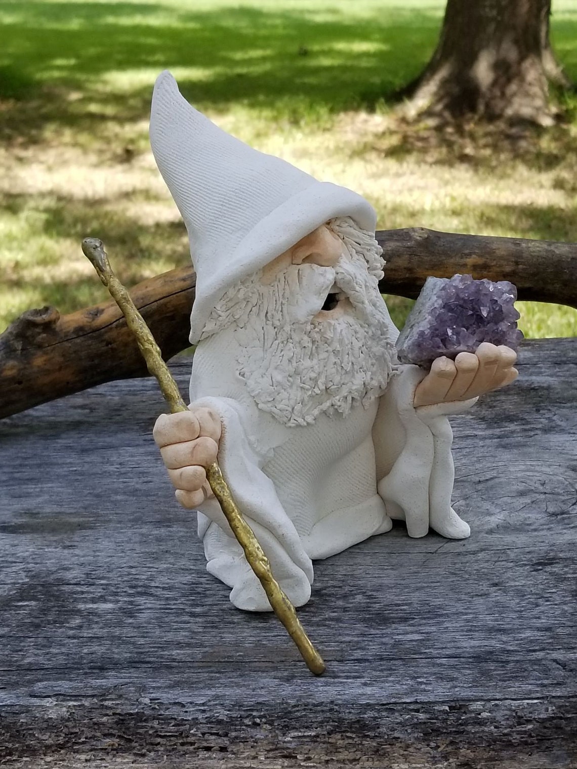 White Wizard Staff Holder With Amethyst | Etsy