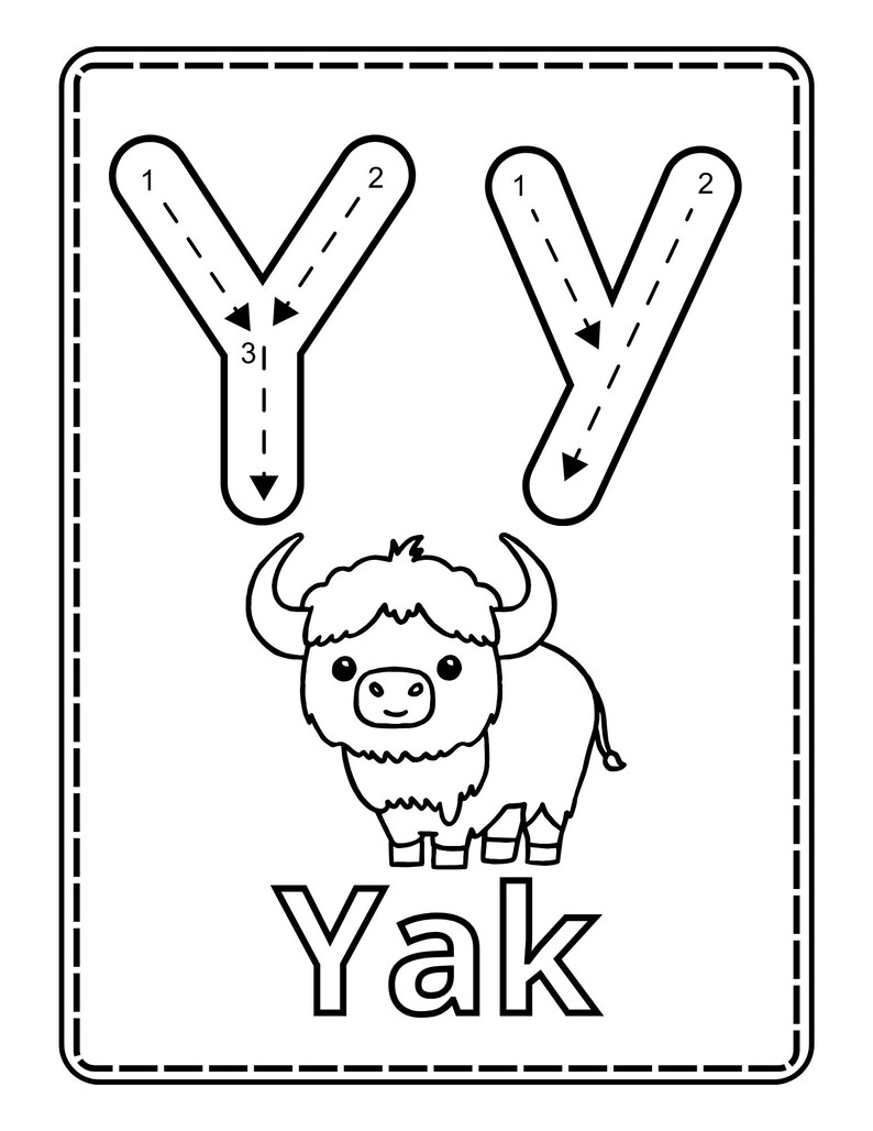 ABC Alphabet Tracing and Coloring Animals, Activity for Kids - Etsy