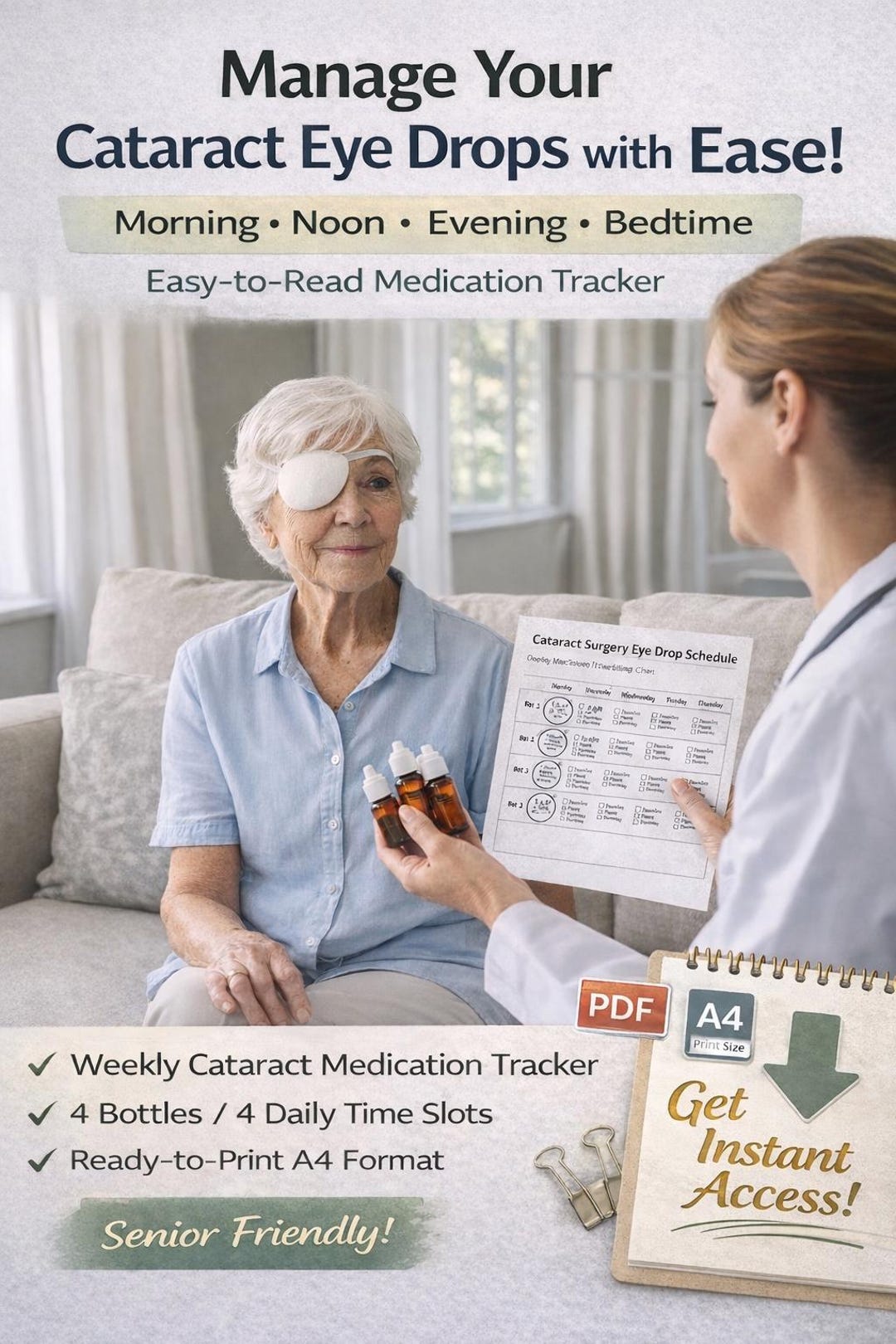 2-page Cataract Surgery Eye Drop Schedule Printable | Weekly Medication ...