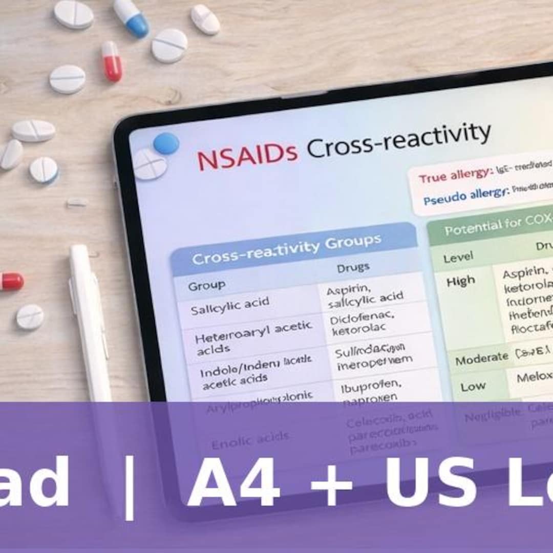 Nsaids Cross-reactivity Chart | Pharmacology Study Guide (PDF A4/US ...